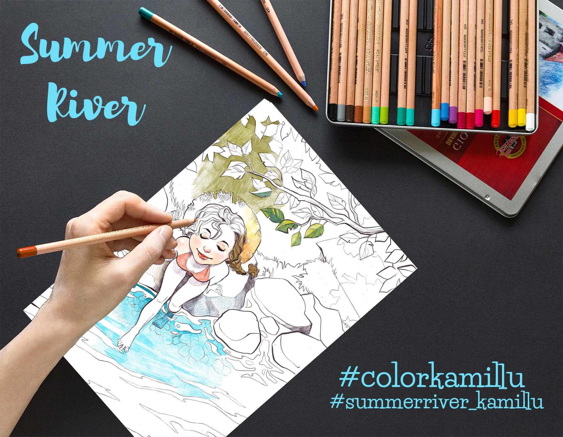 Printable Summer Coloring 3 pages set | Etsy