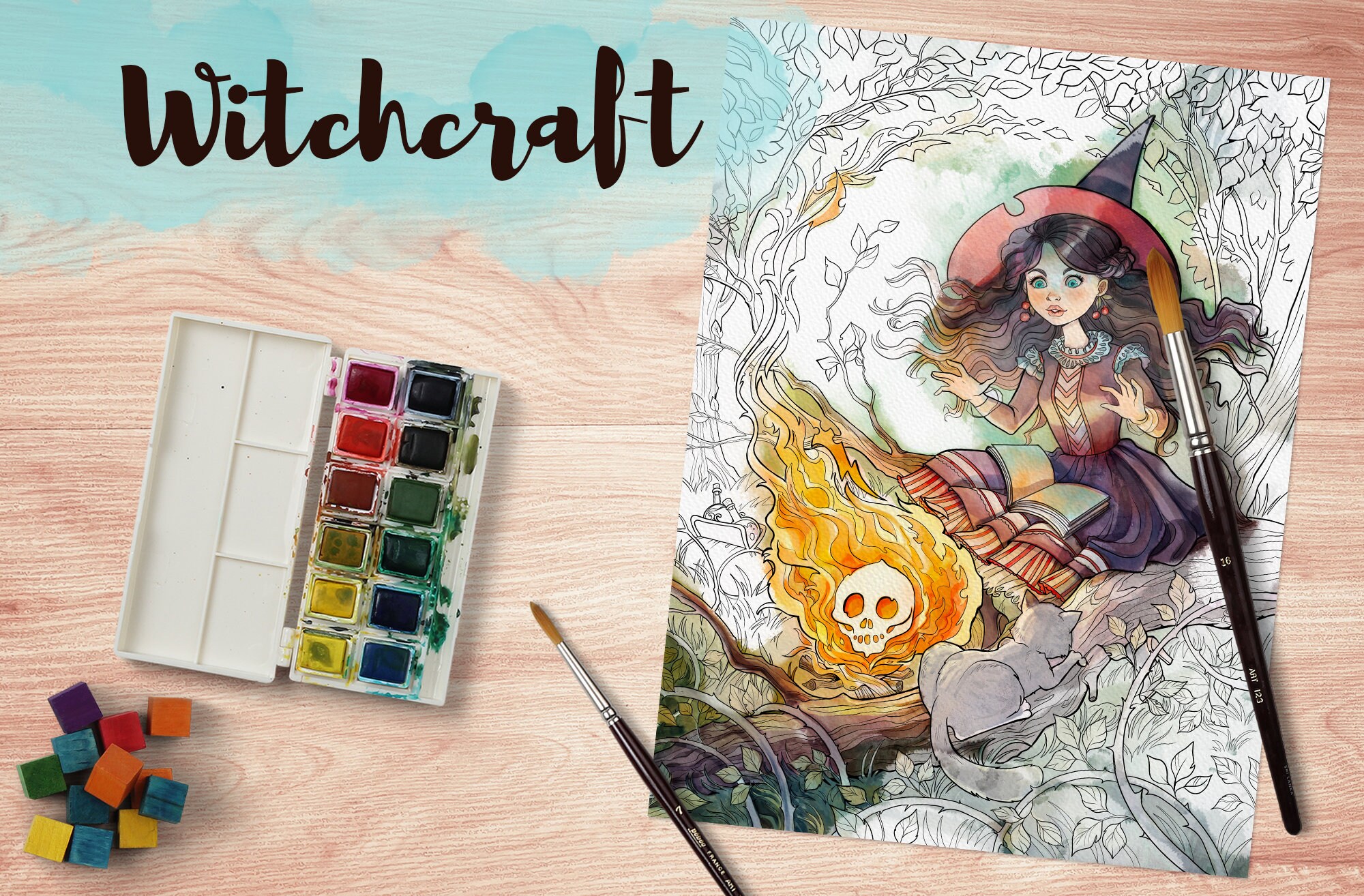 Witchcraft Printable Coloring Page A4 and Letter Size - Etsy