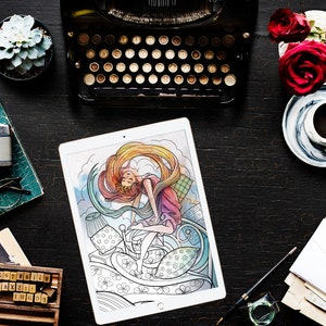 Digital Coloring Page Lucid Dreams (b&w, Light Grey and Sepia) - Etsy