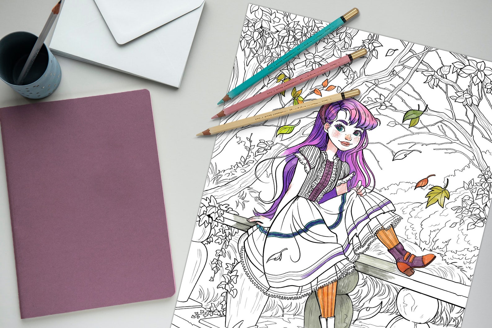 Autumnal Alice Printable Coloring Page - Etsy