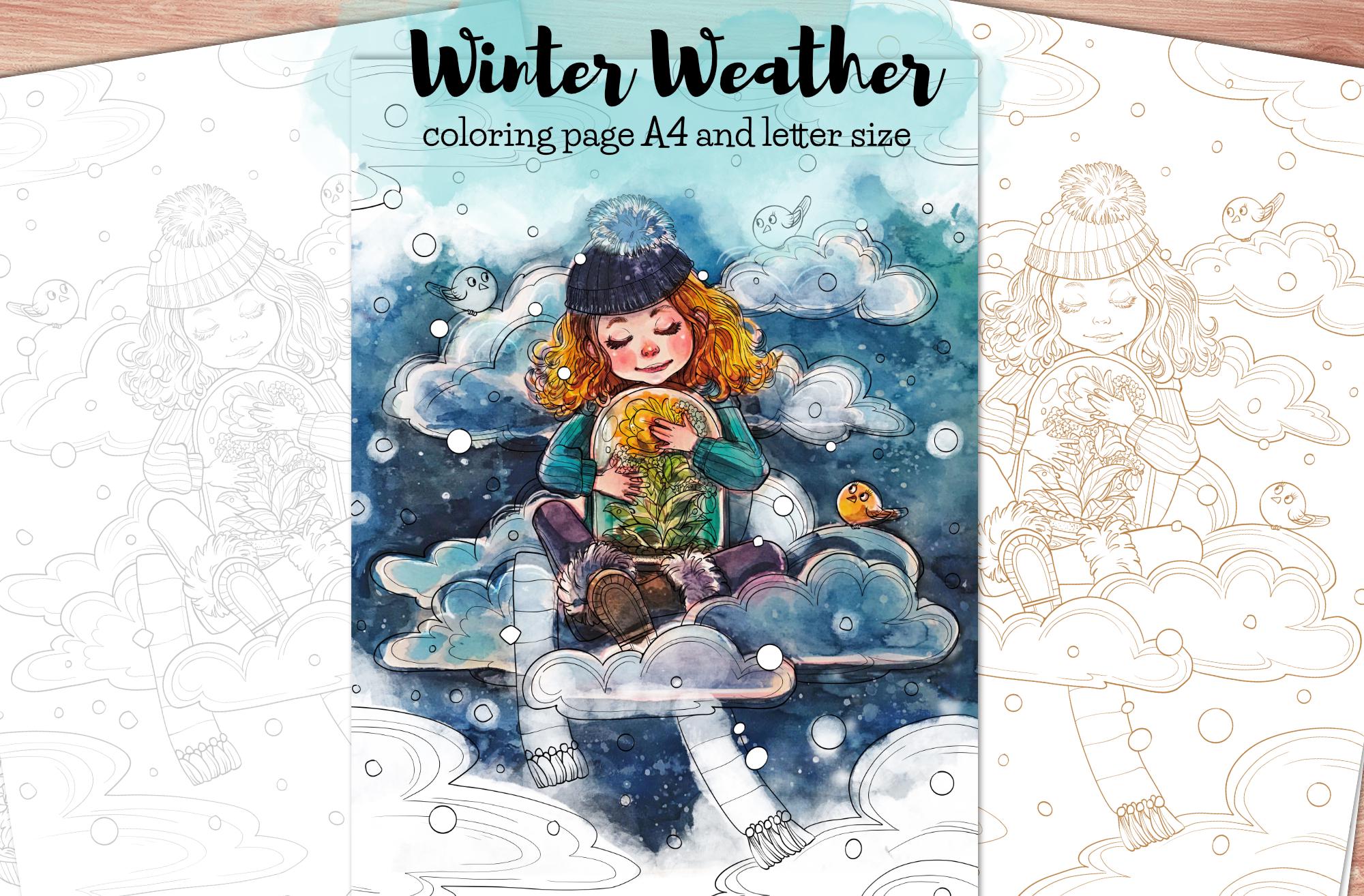 Winter Weather - Printable Coloring Page for Children and Adults - Etsy