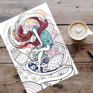 Digital Coloring Page Lucid Dreams (b&w, Light Grey and Sepia) - Etsy