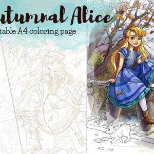 Autumnal Alice Printable Coloring Page - Etsy