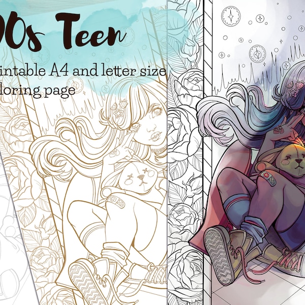 90s Cartoon Coloring Page - Etsy