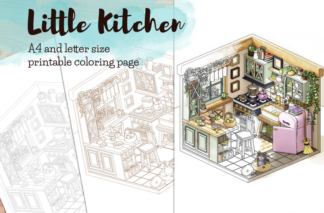 Little Kitchen Printable Coloring Page - Etsy