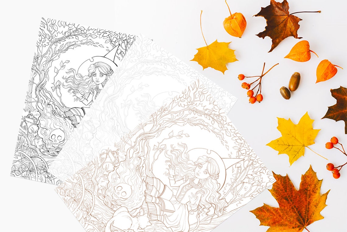 Witchcraft Printable Coloring Page A4 and Letter Size - Etsy