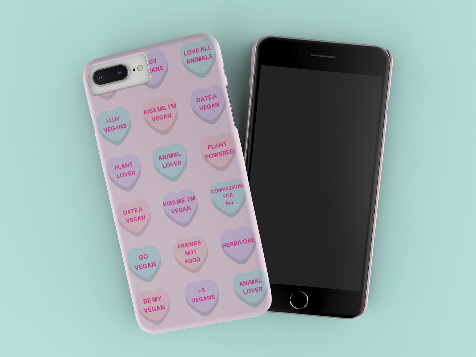 VEGAN Love Hearts Phone Case iPhone & Samsung - Etsy