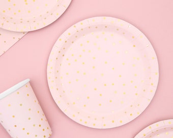 6 Light Pink Paper Plates, Engagement Decor, Baby Shower Tableware ...