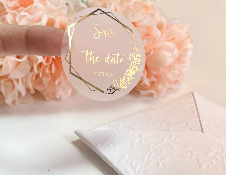Gold Save the Date Stickers, Foil Wedding Labels, Rose Gold Save the ...