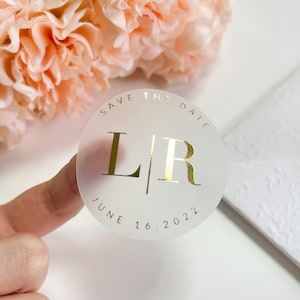 Custom Gold Wedding Stickers, Foil Wedding Labels, Rose Gold Save the ...