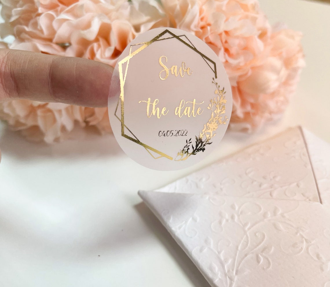 Gold Save the Date Stickers Foil Wedding Labels Rose Gold | Etsy
