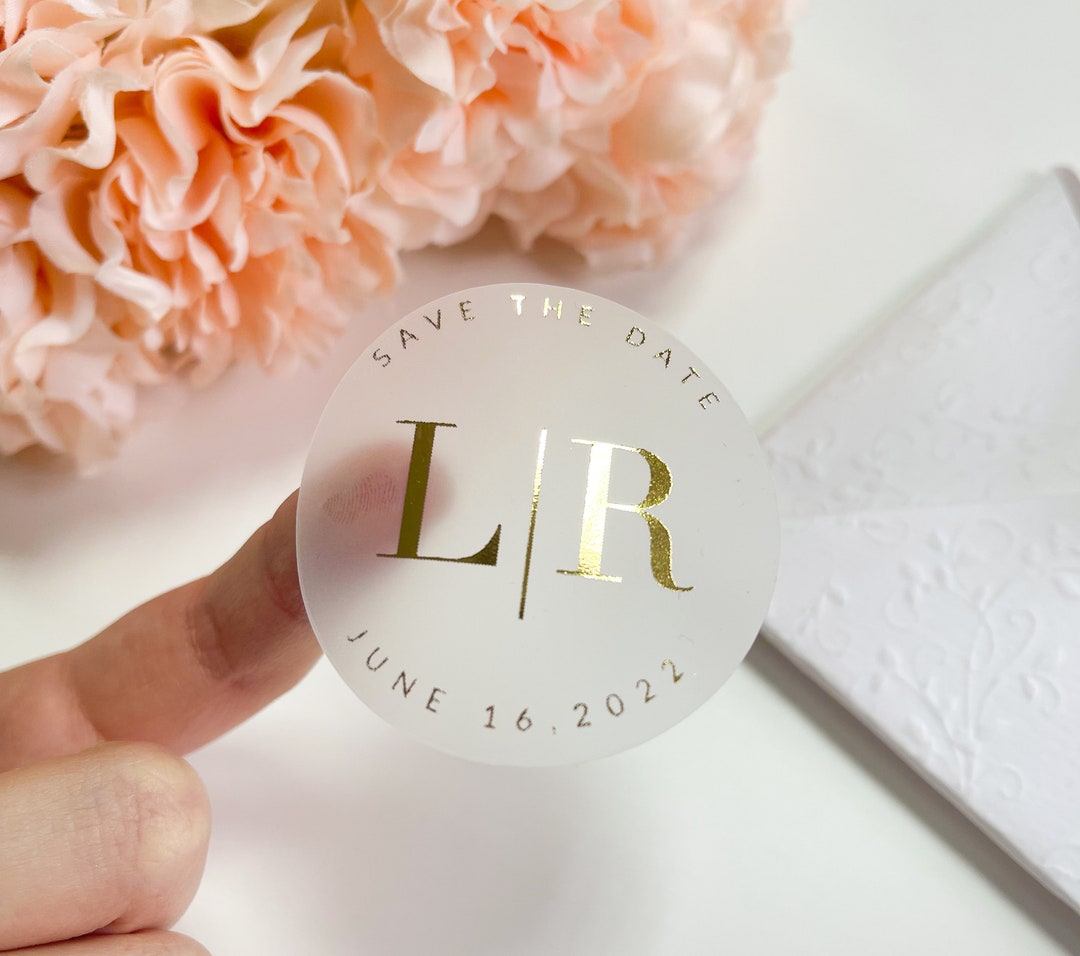 Custom Gold Wedding Stickers, Foil Wedding Labels, Rose Gold Save the ...
