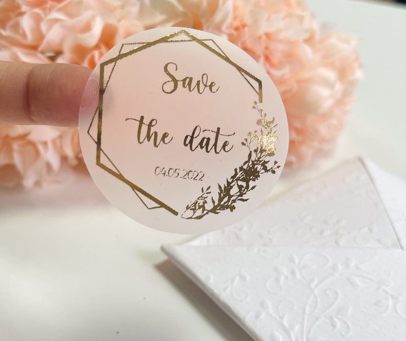 Gold Save the Date Stickers Foil Wedding Labels Rose Gold | Etsy