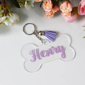 Personalised Dog Bone Acrylic Keychain, Dog Lover's Gift, Clear Key ...