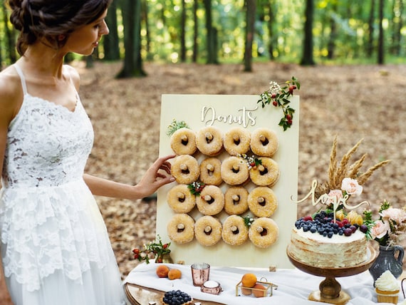 Wooden Donut Wall Rustic Wedding Decor Wedding Cake | Etsy