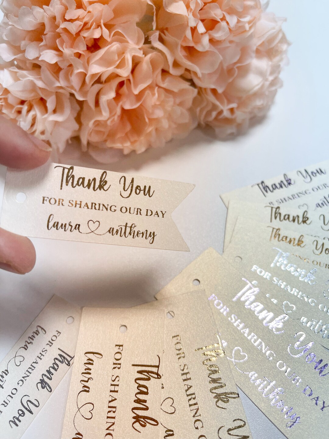 Custom Wedding Thank You Tags, Gold Foil Tags for Wedding Favors, Tags ...