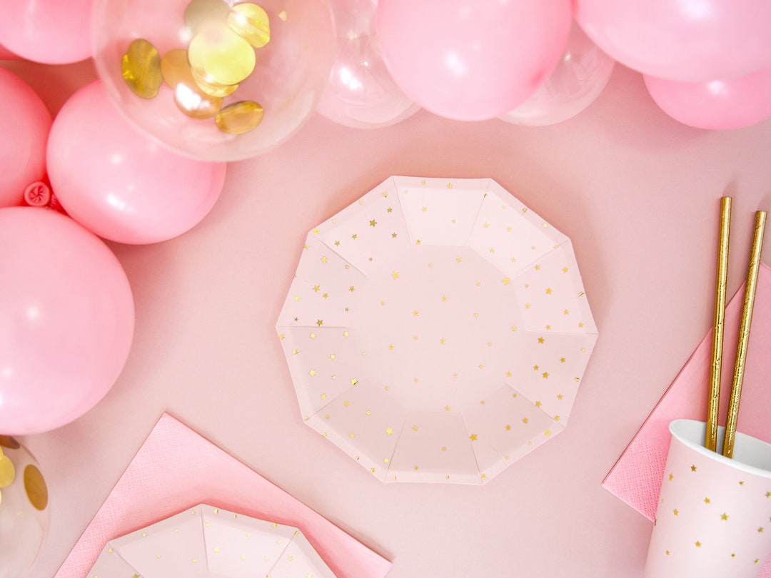 6 Light Pink Paper Plates, Girl Birthday Party Decor, Baby Shower ...