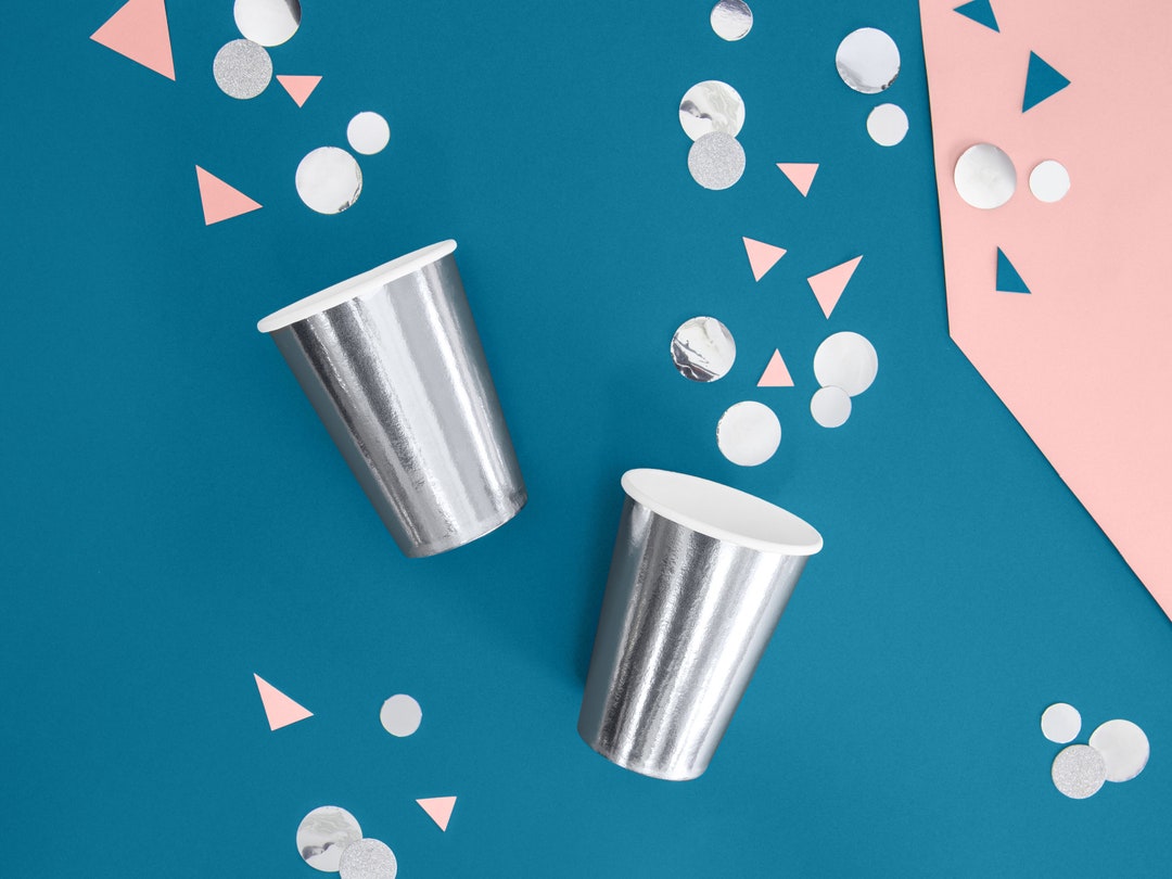 Silver Metallic Party Cups: Bridal Shower, Bachelorette (set of 6) - Etsy