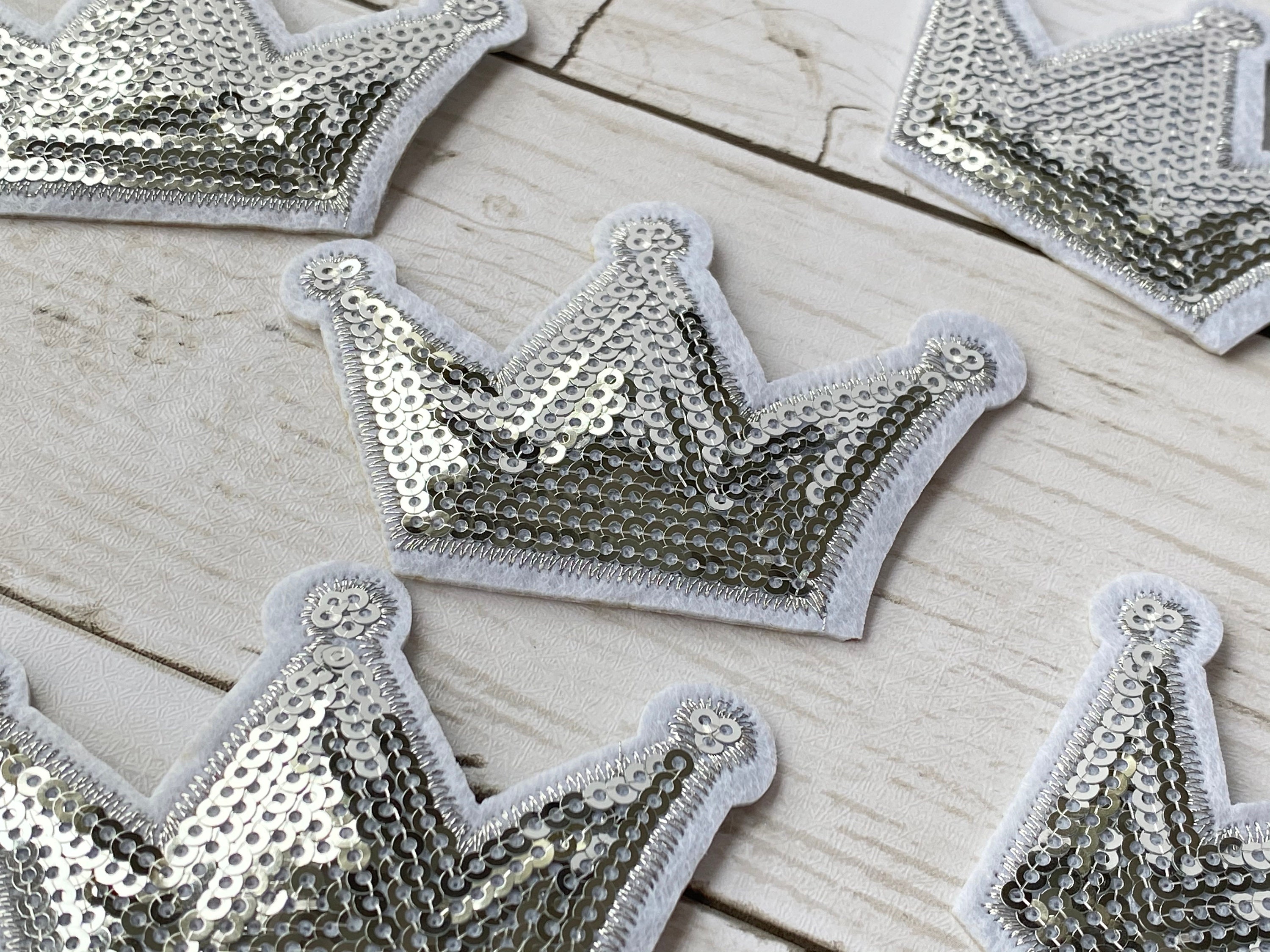 Silver or Gold Sequin Crown Patch Iron-On Patch Sequin | Etsy