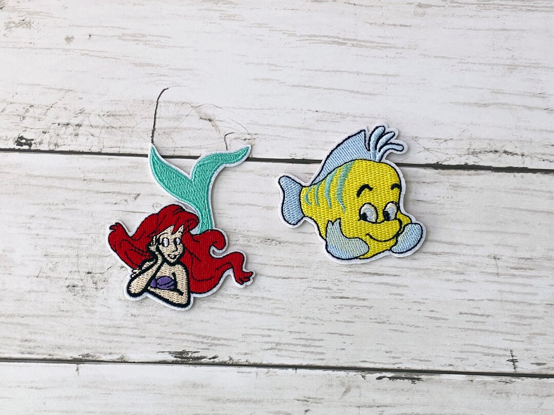 Ariel or Flounder Patch, Little Mermaid Patch, Iron-on Patch, Disney ...