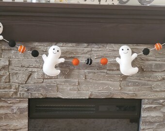 Hey Boo Garland With Yarn Ghost Halloween Garland - Etsy
