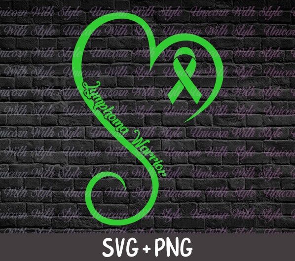 Lymphoma Awareness SVG Heart Ribbon Lime Green Awareness Non Hodgkins ...