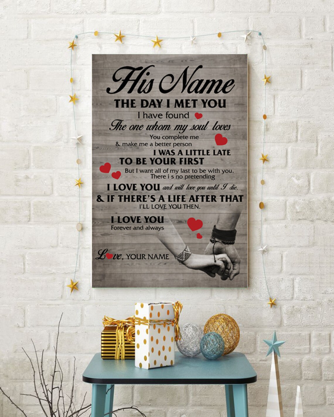 Customized I Love You Poster Portrait Canvas Print for Couple | Etsy