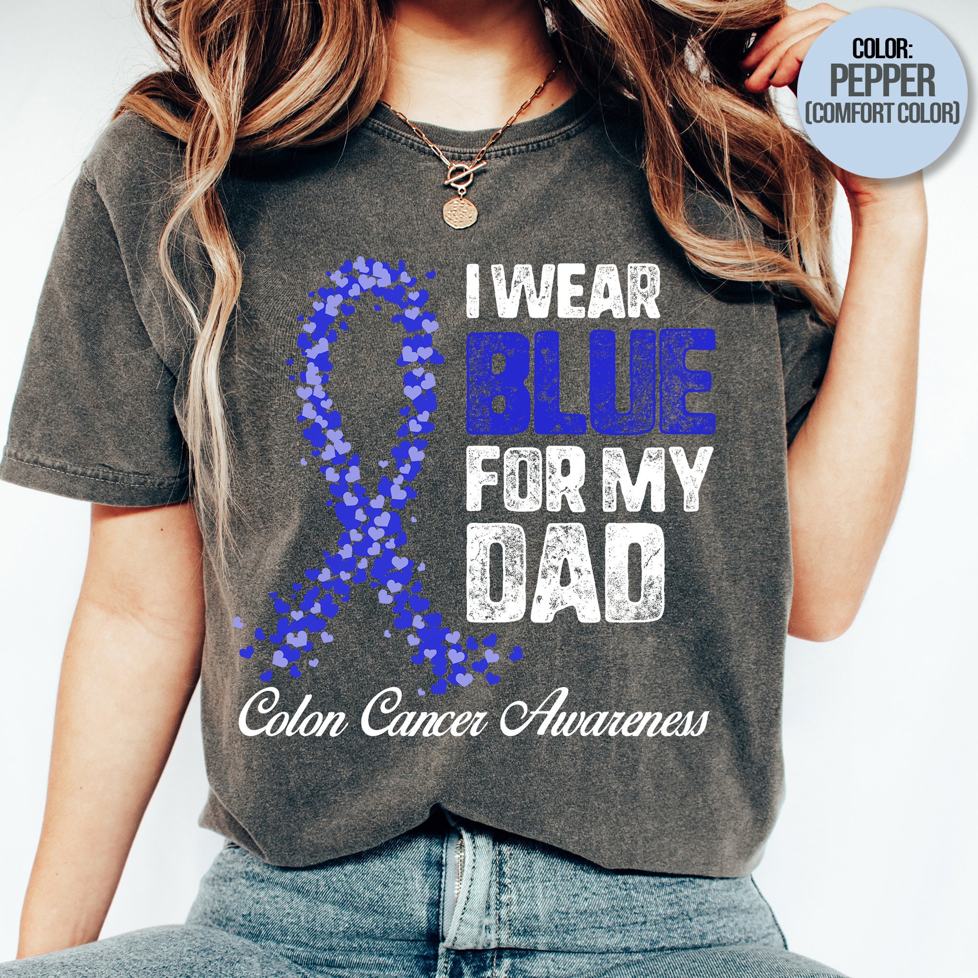 I Wear Blue for My Dad Colon Cancer Awareness Blue Ribbon - Etsy