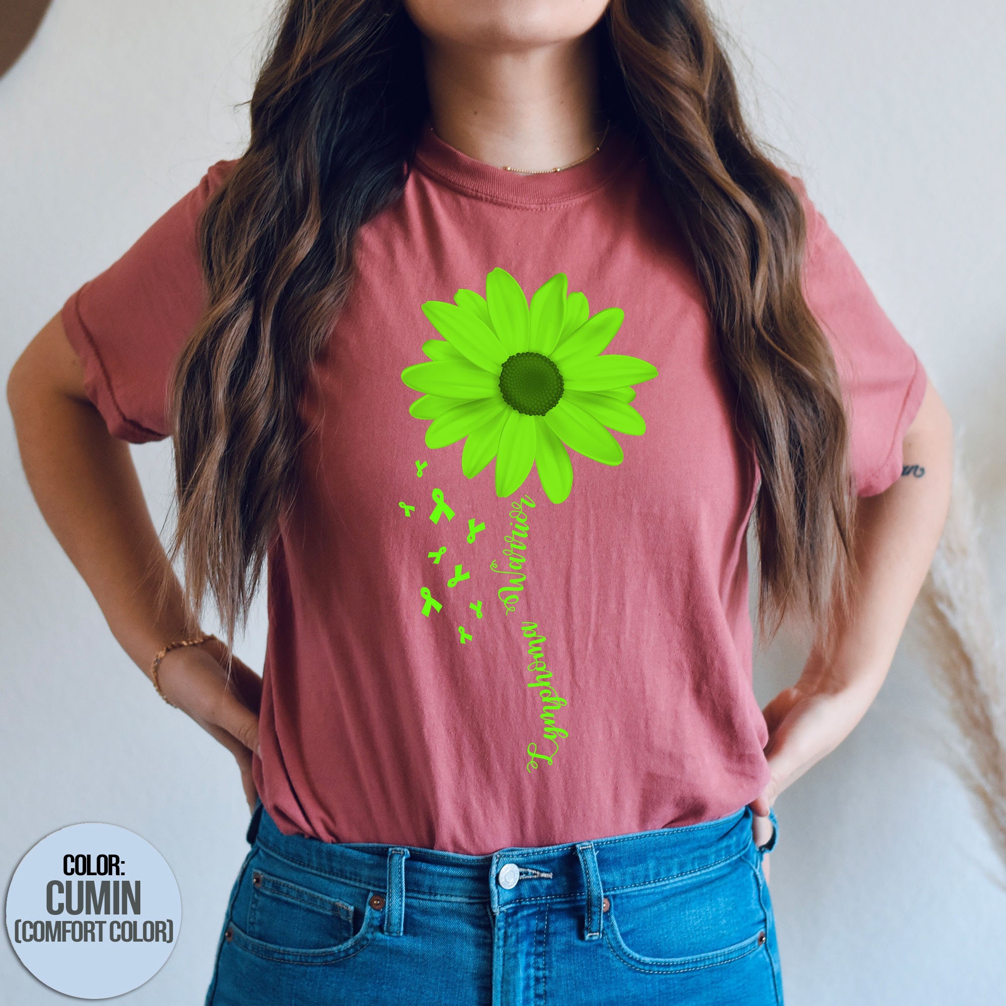 Non Hodgkins Lymphoma Warrior Flower Ribbon Lime Green Awareness ...