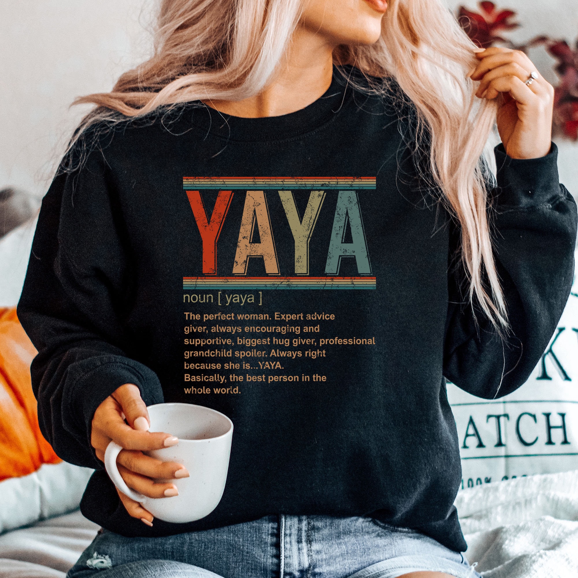 Yaya Definition Vintage Grandma Mother's Day Grandmother Best Person ...