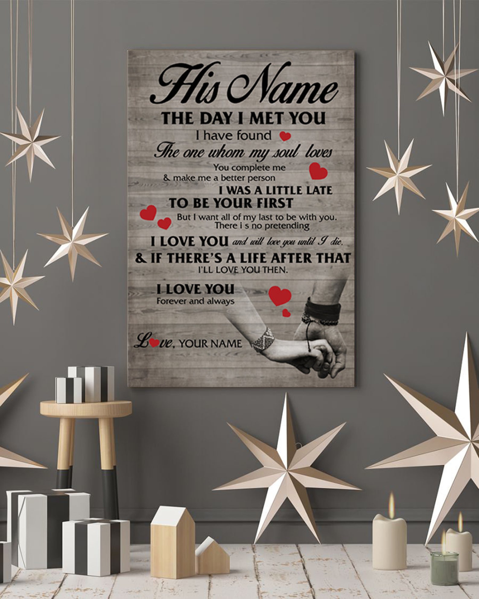 Customized I Love You Poster Portrait Canvas Print for Couple | Etsy