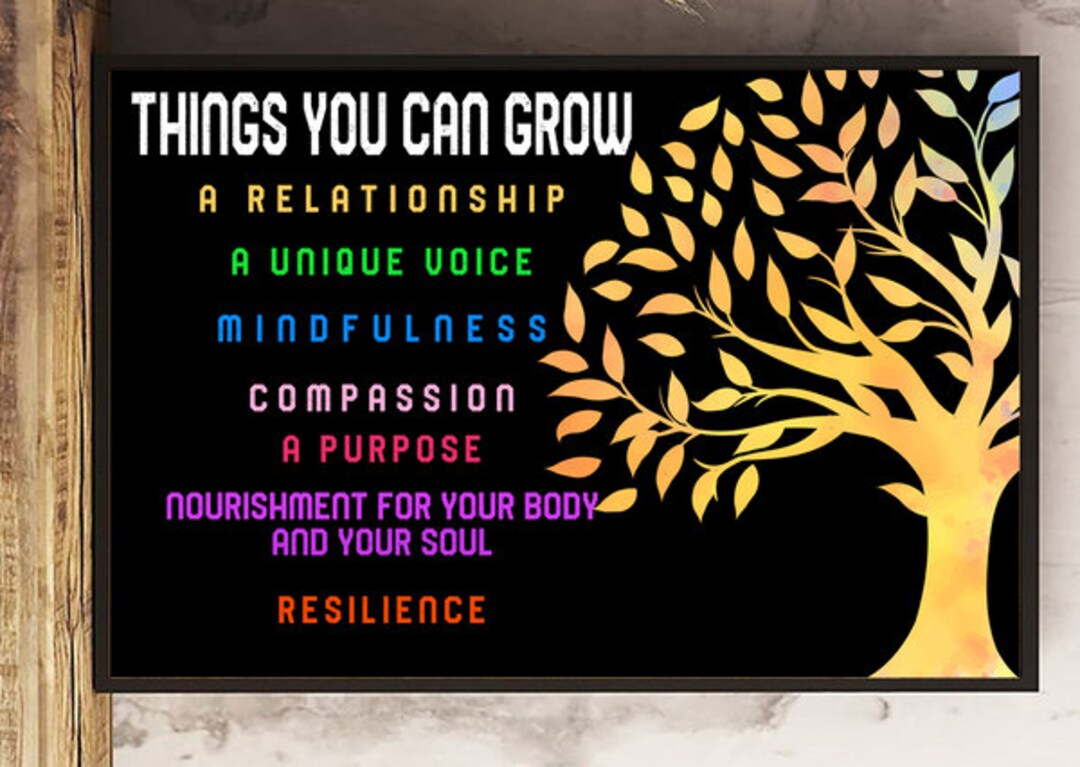 Growth Mindset Poster Portrait Things You Can Grow Canvas - Etsy