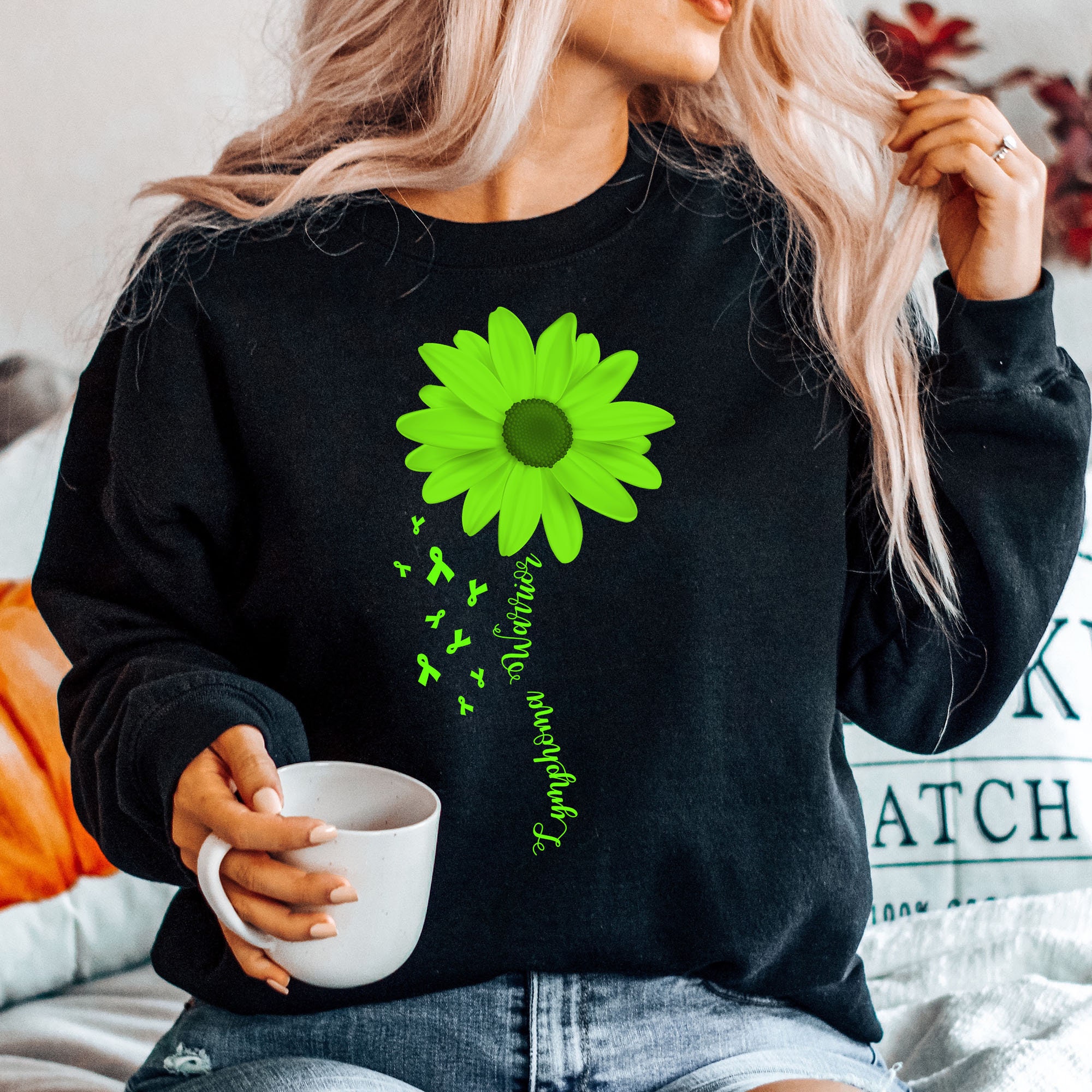 Non Hodgkins Lymphoma Warrior Flower Ribbon Lime Green Awareness ...