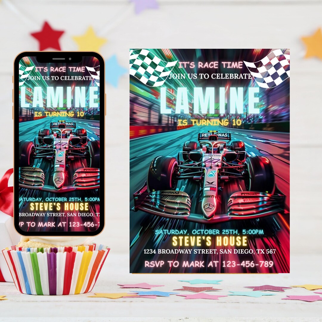 Editable Race Car Birthday Invitation, Racecar Party, Racing Party ...