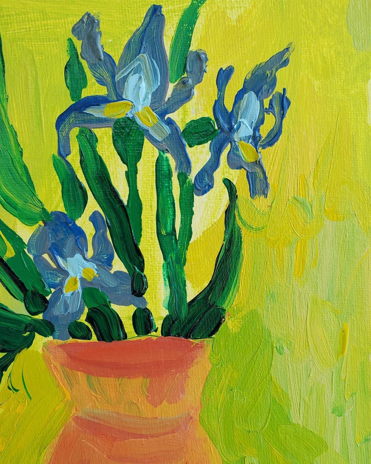 Irises Still Life Original Acrylic Painting - Etsy UK