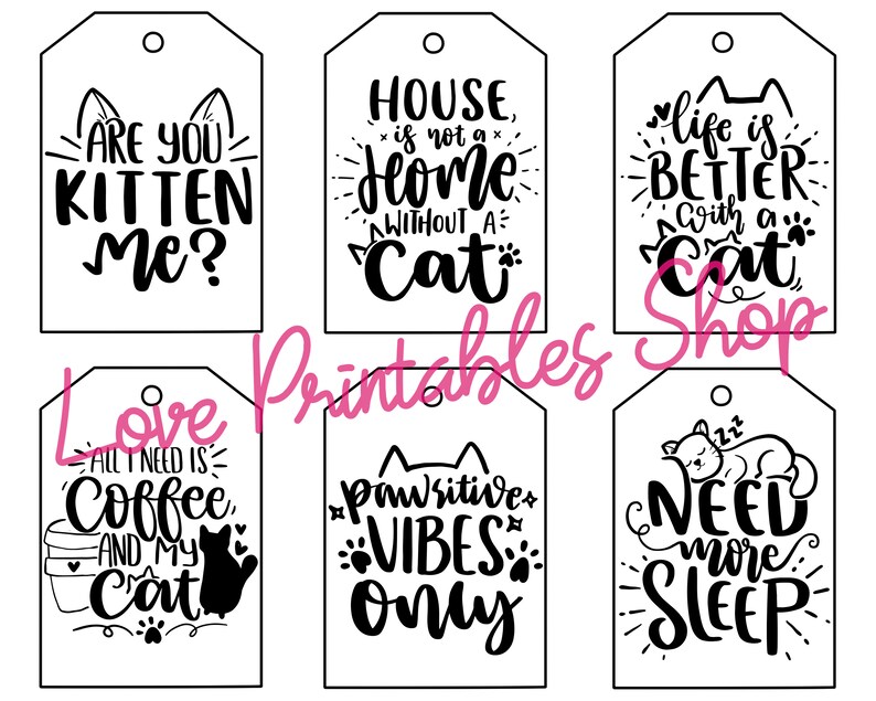 Fun Cat Gift Tags - for Cat Lovers, Children, Animal Lovers - Etsy
