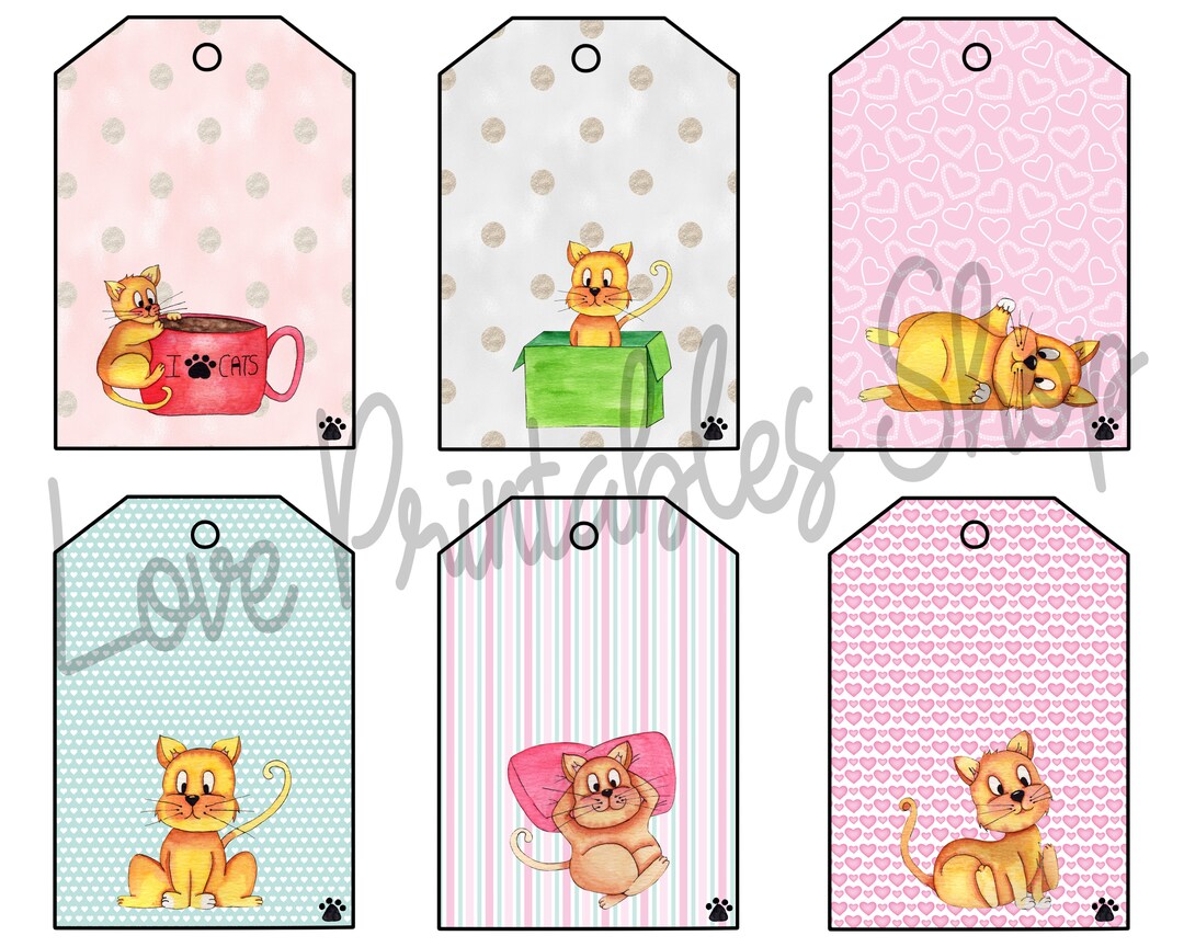 Cute Cat Gift Tags - for Children, Cat Lovers, Animal Lovers - Etsy
