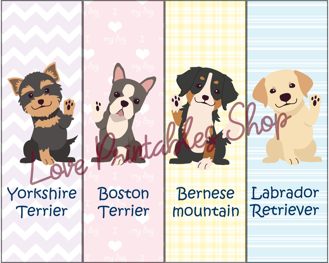 Printable Bookmarks – Dog Breeds -- Kids, Parties, Family Fun, Book ...