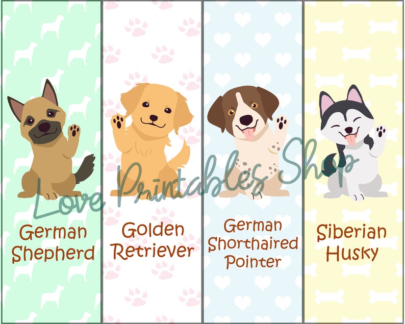 Printable Bookmarks – Dog Breeds -- Kids, Parties, Family Fun, Book ...