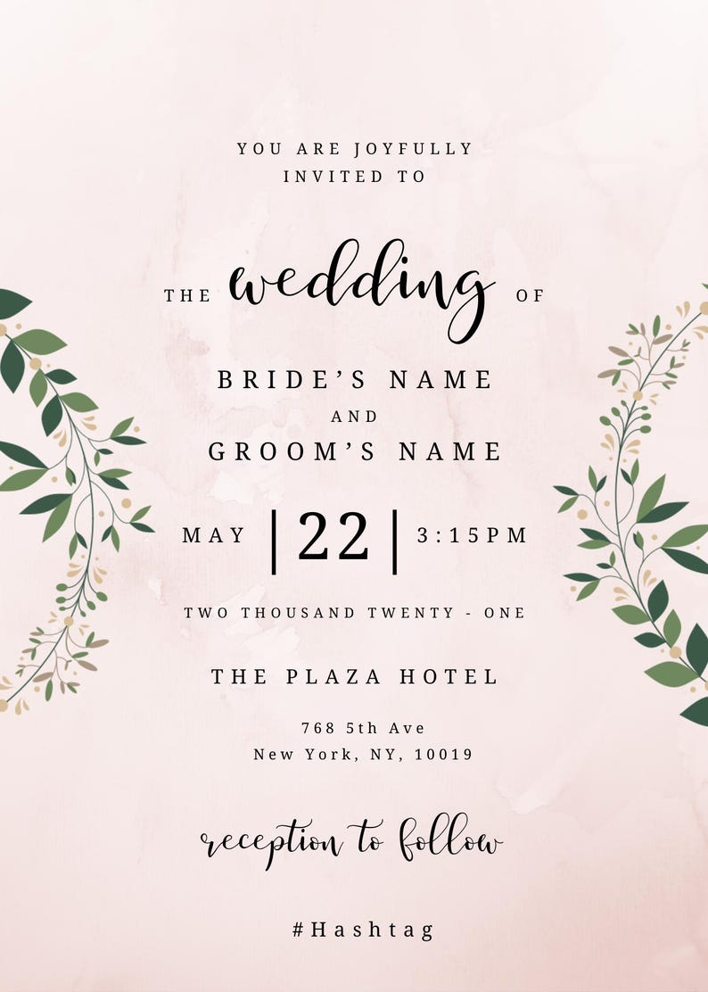 Wedding Invitation and Details Template - Etsy