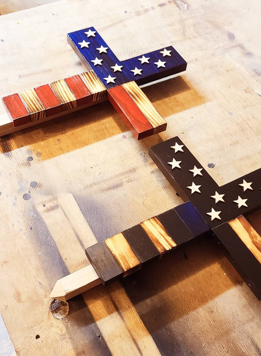 American Flag Cross - Etsy