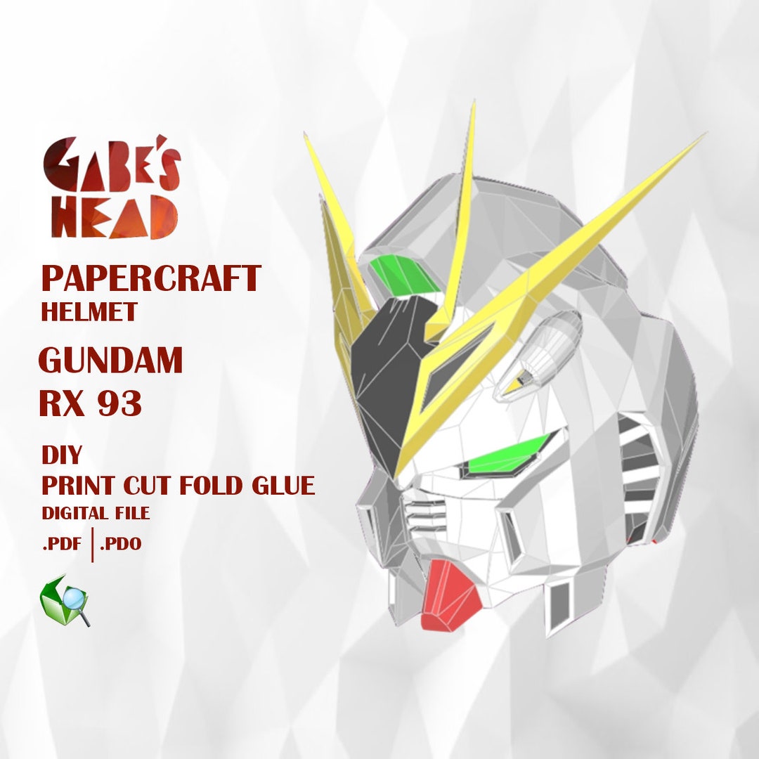 Gundam RX93 Helmet Diy Pepakura Pdf Template - Etsy
