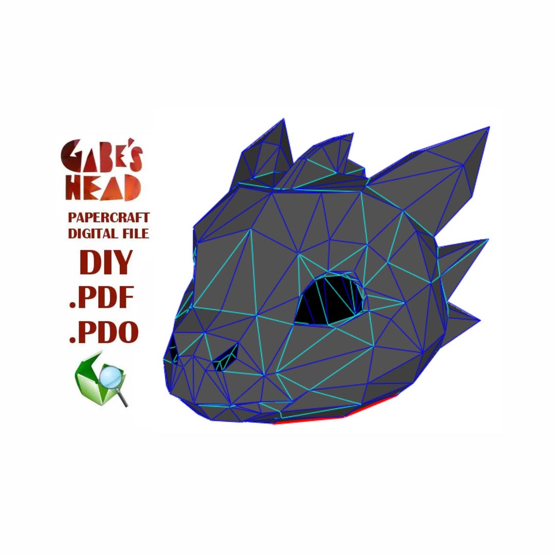 Dragon Head Template Papercraft Pdo Pdf - Etsy