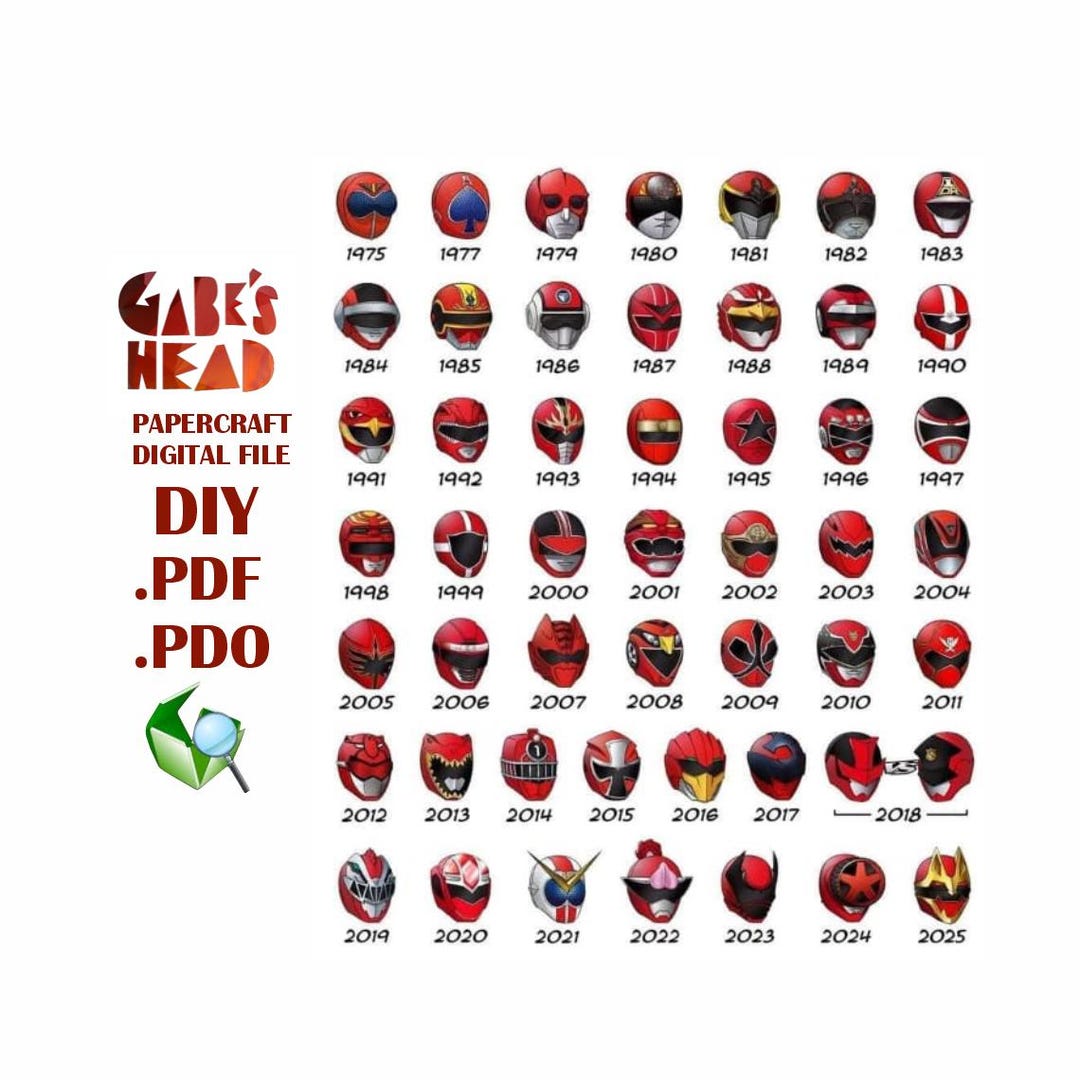Red Rangers Helmet Template, PDF, PDO File - Etsy