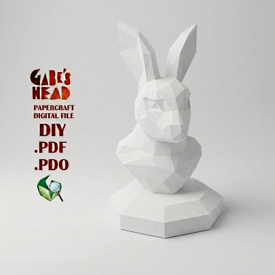 Rabbit Bust Template Papercraft Pepakura - Etsy