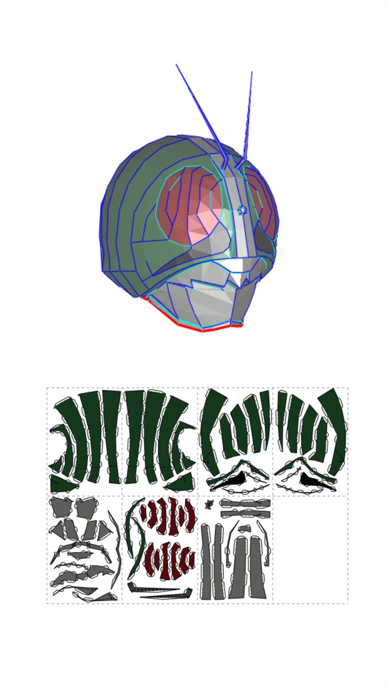Kamen Rider 1971 Helmet Template, PDF, PDO File - Etsy UK