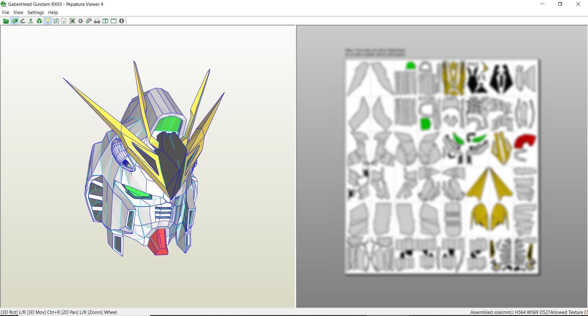Gundam RX93 Helmet Diy Pepakura Pdf Template - Etsy