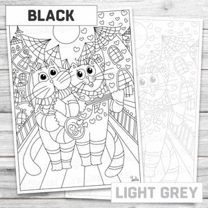 Valentine's Day Set of 6 Coloring Pages, Instant Download, Valentine's ...