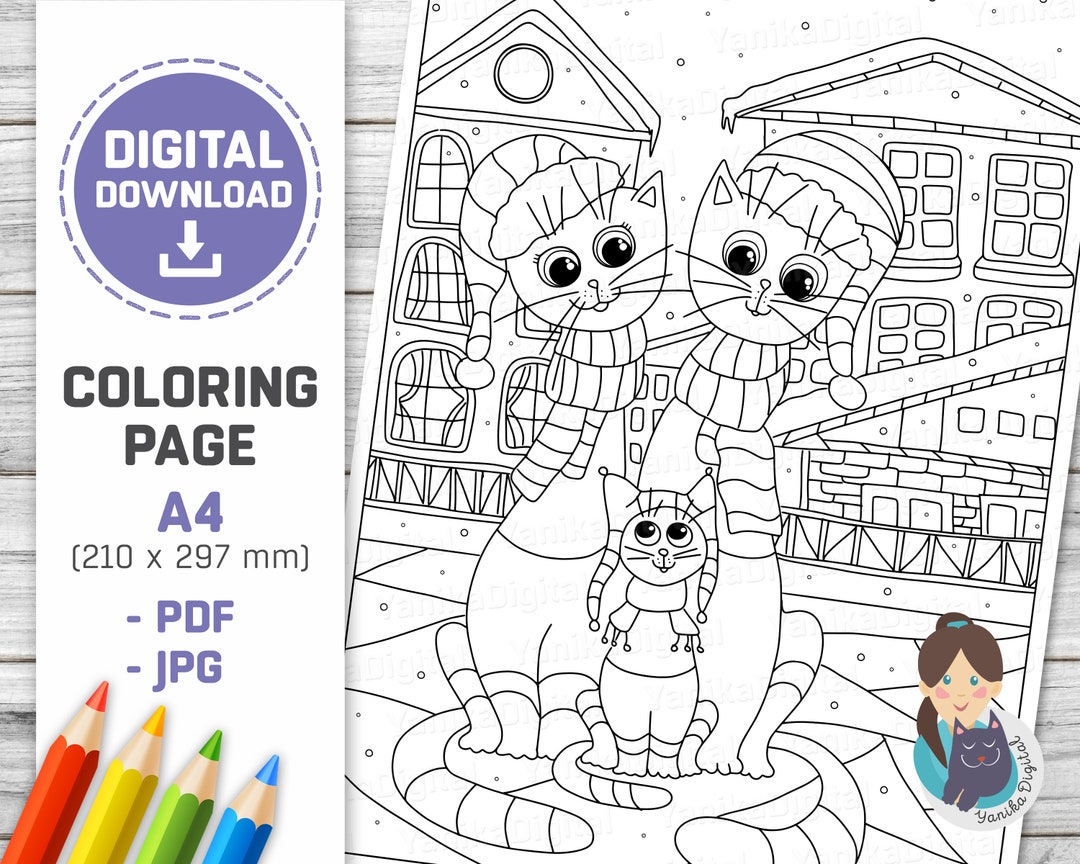 Coloring Page Christmas Eve Christmas Eve Family Walk - Etsy