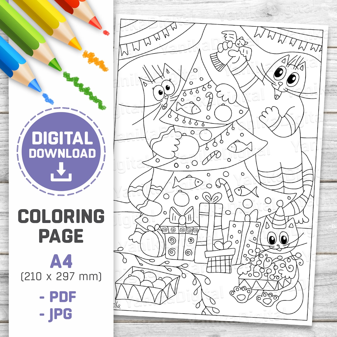 Coloring Page the Tradition to Decorate the Tree, Christmas Tree ...